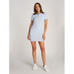 Polokleid Tommy Hilfiger "SLIM PIQUE POLO DRESS SS", Damen, Gr. L (42/44), N-Gr, breezy blau, Piqu&eacute;, Obermaterial: 96% Baumwolle, 4% Elasthan, unifarben, slim fit kniefrei, Rundhals, eingesetzt gerader Abschluss, Kleider, Baumwollmischung, slim fit
