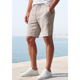 Shorts John Devin "Schlupfhose, Leinen-Mix", Herren, Gr. L (52/54), N-Gr, beige, Web, Obermaterial: 70% Viskose (LENZING&trade; ECOVERO&trade;), 30% Leinen, regular fit kurz, Hosen Shorts