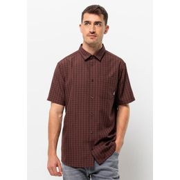 Funktionshemd Jack Wolfskin "EL DORADO SHIRT MEN", Herren, Gr. S (48), Normalgr&ouml;&szlig;en, braun (schwarz, mahogany, check), OBERSTOFF: 100% POLYESTER, Hemden