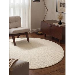 Teppich Hanse Home "Wolly 2" Gr. 9, beige (creme), H:12mm &Oslash;:133cm, Kunstfaser, Teppiche, Teppich, Flachgewebe, Skandi, Woll-Optik, Esszimmer, Wohnzimmer, Flur