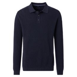 Langarm-Poloshirt Casamoda "Casamoda Polo-Shirt Langarm uni", Herren, Gr. XL, blau (dunkelblau), 100% Baumwolle, Shirts