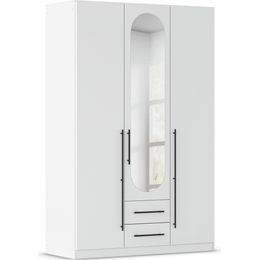 Kleiderschrank OTTO HOME "Schlafzimmer Schrank Garderobe RONDO Breiten 136/181/226/271 cm", alpinwei&szlig;, B:136cm H:210cm T:54cm, Holzwerkstoff, Schr&auml;nke, Kleiderschrank, elegante ovale Spiegelelemente Metallgriffe in Schwarz MADE IN GERMANY