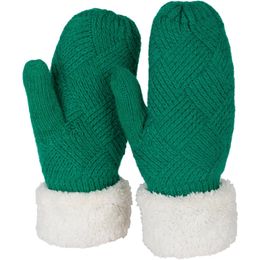 F&auml;ustlinge styleBREAKER "Strickhandschuhe F&auml;ustlinge mit Rauten Muster und Fleece", Damen, gr&uuml;n, Obermaterial: 100% Polyacryl PAN., Modisch, Handschuhe F&auml;ustlinge