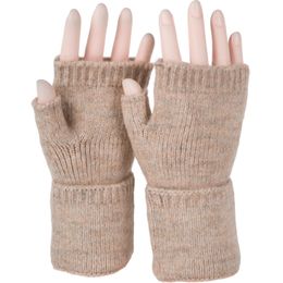 Strickhandschuhe styleBREAKER "Fingerlose Strickhandschuhe Einfarbig", Damen, braun (hellbraun meliert), Obermaterial: 100% Polyacryl PAN., Modisch, Handschuhe