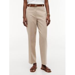 Chinohose Tommy Hilfiger "COTTON SLIM STRAIGHT CHINO", Damen, Gr. 34, N-Gr, beige, Web, Obermaterial: 65% Baumwolle, 33% Lyocell, 2% Elasthan, unifarben, straight fit lang, Hosen Chinohose, Baumwollmischung, straight fit