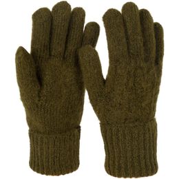 Strickhandschuhe styleBREAKER "Strickhandschuhe Zopfmuster", Damen, gr&uuml;n (oliv), Obermaterial: 80% Polyacryl PAN. 20% Wolle WO., Modisch, Handschuhe