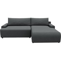 Ecksofa Trendmanufaktur "Prag, Schlafsofa mit Bettkasten, Couch in L-Form, Breite 253 cm", anthrazit, B:253cm H:82cm T:167cm, 95%Polyester, 5%Polyamide, Sofas, Ecksofa, in feinem Strukturstoff, anthrazit, Recamiere rechts