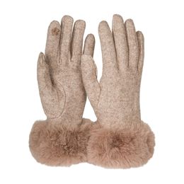 Fleecehandschuhe styleBREAKER "Touchscreen Handschuhe mit Kunstfell", Damen, braun, Obermaterial: 10% Elasthan EL. 90% Polyester PES., Modisch, Handschuhe