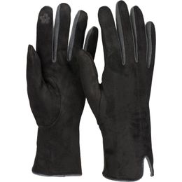 Fleecehandschuhe styleBREAKER "Touchscreen Handschuhe Kontrast", Damen, schwarz, Obermaterial: 10% Elasthan EL. 90% Polyester PES., Modisch, Handschuhe