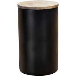 Vorratsdose Wenko "Modell Mio", schwarz (dose: schwarz, deckel: braun), H:19cm &Oslash;:11cm, Borosilikatglas, Lebensmittelaufbewahrungsbeh&auml;lter, Vorratsdose, Frischhaltedose f&uuml;r Lebensmittel, luftdichter Deckel aus Akazienholz