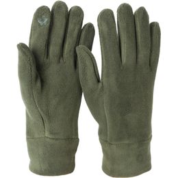 Fleecehandschuhe styleBREAKER "Einfarbige Touchscreen Fleece Handschuhe", Damen, gr&uuml;n (dunkeloliv), Obermaterial: 10% Elasthan EL. 90% Polyester PES., Modisch, Handschuhe