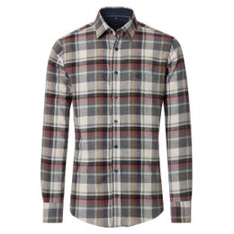 Flanellhemd Casamoda "Casamoda Flanellhemd kariert", Herren, Gr. L, Normalgr&ouml;&szlig;en, beige (champagner), 100% Baumwolle, kariert, l&auml;ssig geschnitten, Hemden