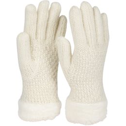 Strickhandschuhe styleBREAKER "Strickhandschuhe mit Perlmuster und Fleece", Damen, wei&szlig; (creme, wei&szlig;), Obermaterial: 70% Polyacryl PAN. 30% Wolle WO., Modisch, Handschuhe