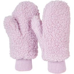 Fleecehandschuhe styleBREAKER "Strick F&auml;ustlinge Teddyfell", Damen, lila (flieder), 100% Polyester PES., Modisch, Handschuhe