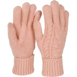 Strickhandschuhe styleBREAKER "Strickhandschuhe Zopfmuster", Damen, rosa (rose), Obermaterial: 80% Polyacryl PAN. 20% Wolle WO., Modisch, Handschuhe