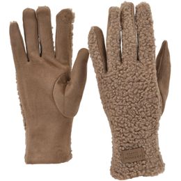 Fleecehandschuhe styleBREAKER "Touchscreen Handschuhe mit Teddypl&uuml;sch", Damen, grau (taupe), Obermaterial: 10% Elasthan EL. 90% Polyester PES., Modisch, Handschuhe