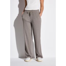 Stoffhose Street One, M&auml;dchen, Gr. 44, L&auml;nge 30, vintage stone, Stoff, 55% Polyester, 44% Viskose, 1% Elasthan, Strukturmuster, loose fit normal, Hosen Stoffhose, im Loose Fit