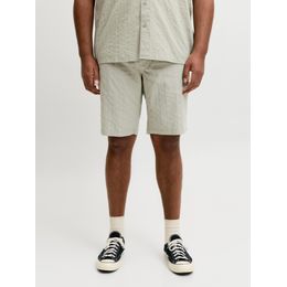 Jack & Jones PlusSize Shorts "JPSTJAIDEN RIVIERA TEXTURE SHORT PLS", Herren, Gr. 48 (7XL), N-Gr, seagrass, Web, Obermaterial: 100% Baumwolle, JACK & JONES PLUSSIZE, unifarben, regular fit kniefrei, Hosen Shorts, mit elastischem Bund