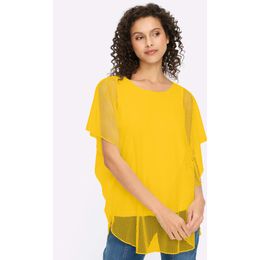 Heine Damen Kurzarmshirt "Shirt", gelb, Gr. 34, unifarben, 100% Polyester, Top:5% Elasthan, 95% Viskose, Shirts