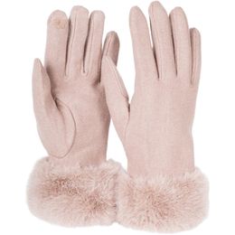 Fleecehandschuhe styleBREAKER "Unifarbene Touchscreen Handschuhe mit Kunstfell", Damen, grau (taupe), Obermaterial: 45% Viskose CV. 20% Baumwolle CO. 35% Polyester PES., Handschuhe
