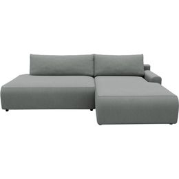 Ecksofa Trendmanufaktur "Prag, Schlafsofa mit Bettkasten, Couch in L-Form, Breite 253 cm", grau, B:253cm H:82cm T:167cm, 95%Polyester, 5%Polyamide, Sofas, Ecksofa, in feinem Strukturstoff, grau, Recamiere rechts