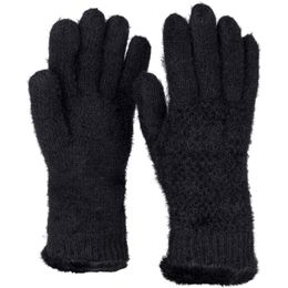 Strickhandschuhe styleBREAKER "Strickhandschuhe mit Reiskornmuster und Fleece", Damen, schwarz, Modisch, Handschuhe