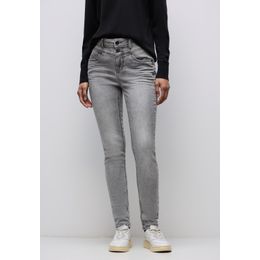 Slim-fit-Jeans Street One, Damen, Gr. 34, L&auml;nge 30, mid grau washed, Jeans, 72% Baumwolle, 27% Polyester, 1% Elasthan, unifarben, normal, Jeans Slim-fit-Jeans, 5-Pocket-Style