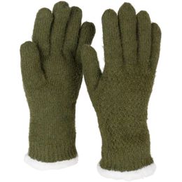 Strickhandschuhe styleBREAKER "Strickhandschuhe mit Reiskornmuster und Fleece", Damen, gr&uuml;n (oliv), Modisch, Handschuhe