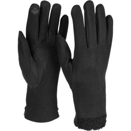 Fleecehandschuhe styleBREAKER "Touchscreen Handschuhe Teddyfell", Damen, schwarz, Obermaterial: 50% Viskose CV. 50% Polyester PES., Modisch, Handschuhe