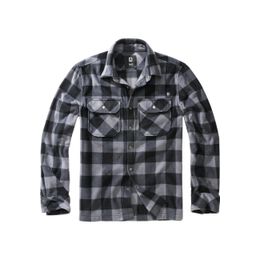 Langarmhemd Brandit "Brandit Herren Jeff Fleece Shirt Long Sleeve", Herren, Gr. XL, US-Gr&ouml;&szlig;en, schwarz, grau, 100% Polyester, normal, Hemden