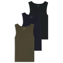 Tanktop BOSS "3P RibClassic BOSS ONE", Herren, Gr. L, open miscellaneous 976, Rippware, Obermaterial: 100% Baumwolle, Rundhals, Tops Tanktop, Ton in Ton Stickerei auf der Brust