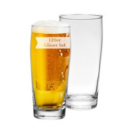 Bierglas Van Well "Willi Becher geeicht 0,3 l 120er Set transparent", bunt (transparent), B:7cm H:15cm &Oslash;:7cm, Glas, Trinkgef&auml;&szlig;e, Sp&uuml;lmaschinengeeignet