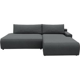 Ecksofa Trendmanufaktur "Prag, Schlafsofa mit Bettkasten, Couch in L-Form, Breite 253 cm", anthrazit, B:253cm H:82cm T:167cm, 95%Polyester, 5%Polyamide, Sofas, Ecksofa, in feinem Strukturstoff, anthrazit, Recamiere rechts