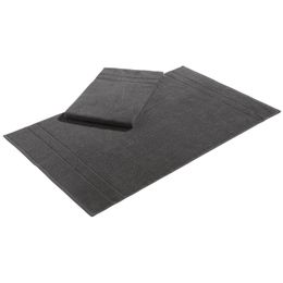 Badematte OTTO HOME "Inga, 2 tlg. Hotelmatten-Set" Gr. 2, grau, H:4mm, Baumwolle, Badematten, Badematte, feine Bord&uuml;re, einfarbig, 100% Baumwolle, 2-teiliges Badematten-Set