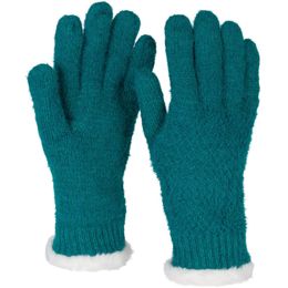 Strickhandschuhe styleBREAKER "Strickhandschuhe mit Reiskornmuster und Fleece", Damen, blau (petrol), Modisch, Handschuhe