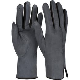 Fleecehandschuhe styleBREAKER "Touchscreen Handschuhe Kontrast", Damen, grau (dunkelgrau), Obermaterial: 10% Elasthan EL. 90% Polyester PES., Modisch, Handschuhe