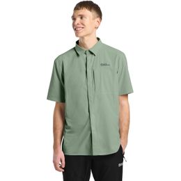 Funktionshemd Jack Wolfskin "VANDRA S/S SHIRT M", Herren, Gr. M (50), Normalgr&ouml;&szlig;en, gr&uuml;n (eucalyptus), Obermaterial: 85% Polyamid, 15% Elasthan. Futter: 100% Polyester, Hemden