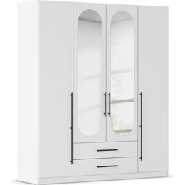 Kleiderschrank OTTO HOME "Schlafzimmer Schrank Garderobe RONDO Breiten 136/181/226/271 cm", alpinwei&szlig;, B:181cm H:210cm T:54cm, Holzwerkstoff, Schr&auml;nke, Kleiderschrank, elegante ovale Spiegelelemente Metallgriffe in Schwarz MADE IN GERMANY