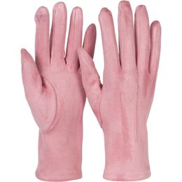 Fleecehandschuhe styleBREAKER "Einfarbige Touchscreen Handschuhe Ziern&auml;hte", Damen, rosa (altrose), Obermaterial: 5% Elasthan EL. 95% Polyester PES., Modisch, Handschuhe