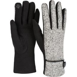 Fleecehandschuhe styleBREAKER "Touchscreen Handschuhe Fischgr&auml;t Muster", Damen, schwarz, Obermaterial: 50% Viskose CV. 50% Polyester PES., Modisch, Handschuhe