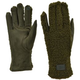 Fleecehandschuhe styleBREAKER "Touchscreen Handschuhe mit Teddypl&uuml;sch", Damen, gr&uuml;n (oliv), Obermaterial: 10% Elasthan EL. 90% Polyester PES., Modisch, Handschuhe