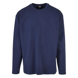 Langarmshirt Urban Classics "Urban Classics Herren Ultra Heavy Oversized Longsleeve", Herren, Gr. L, dunkelblau, 100% Baumwolle, unifarben, oversize, Rundhals, Shirts Langarmshirt