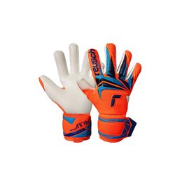 Torwarthandschuhe Reusch "Attrakt Gold X NC", Damen, Gr. 10.5, orange, blau, 28% Polyester, 5% Polyamid, 59% Latex, 3% Synthetik, Handschuhe, mit mit Full Strap-Verschluss