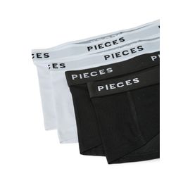 Hipster Pieces "PCLOGO LADY 4 PACK SOLID NOOS BC", Damen, Gr. L, 4 Stk., schwarz-wei&szlig; (schwarz pack:4 pack with blk, blk, wei&szlig;, wei&szlig;), Jersey, Obermaterial: 95% Baumwolle, 5% Elasthan, unifarben mit Farbeinsatz, figurbetont, Unterhosen, Baumwollmischung