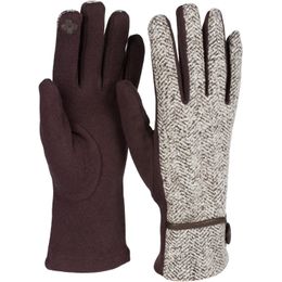 Fleecehandschuhe styleBREAKER "Touchscreen Handschuhe Fischgr&auml;t Muster", Damen, braun (dunkelbraun), Obermaterial: 50% Viskose CV. 50% Polyester PES., Modisch, Handschuhe