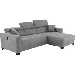 Jockenh&ouml;fer Ecksofa JOCKENH&Ouml;FER GRUPPE "Cremona L-Form, B: 263 cm, mit 30 cm elektr. Sitztiefenverstellung", hellgrau 415, 19, B:263cm T:115cm, Korpus: 100% Polyester;Kissen: 100% Polyester, Sofas, Ecksofa, 140kg Belastbarkeit je Sitz, Kopfteilverstellung & USB-Anschluss