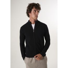 Strickjacke FELIX HARDY "Strickjacke mit durchgehendem Rei&szlig;verschluss", Herren, Gr. XL, schwarz, 100% Baumwolle, Strickjacken Strickjacke