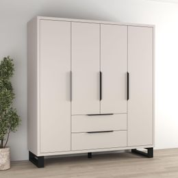 Dreht&uuml;renschrank Home Affaire "Bronne,Breite 191 cm, Kleiderschrank inclusive Innenausstattung", kaschmir, B:191cm H:210cm T:60cm, FSC-zertifizierter Holzwerkstoff, Schr&auml;nke, Dreht&uuml;renschrank, Kleiderschrank, 2 Schubk&auml;sten, Metallgriffe, Garderobe