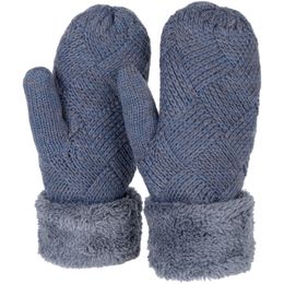 F&auml;ustlinge styleBREAKER "Strickhandschuhe F&auml;ustlinge mit Rauten Muster und Fleece", Damen, blau (jeansblau), Obermaterial: 100% Polyacryl PAN., Modisch, Handschuhe F&auml;ustlinge