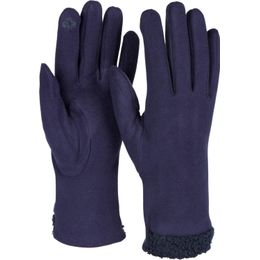 Fleecehandschuhe styleBREAKER "Touchscreen Handschuhe Teddyfell", Damen, blau (dunkelblau), Obermaterial: 50% Viskose CV. 50% Polyester PES., Modisch, Handschuhe